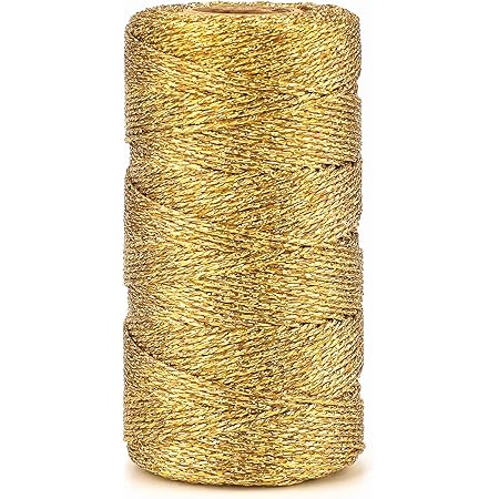 jijAcraft Gold Twine String, 328 Feet Gold Thread Twist Ties, Gold ...