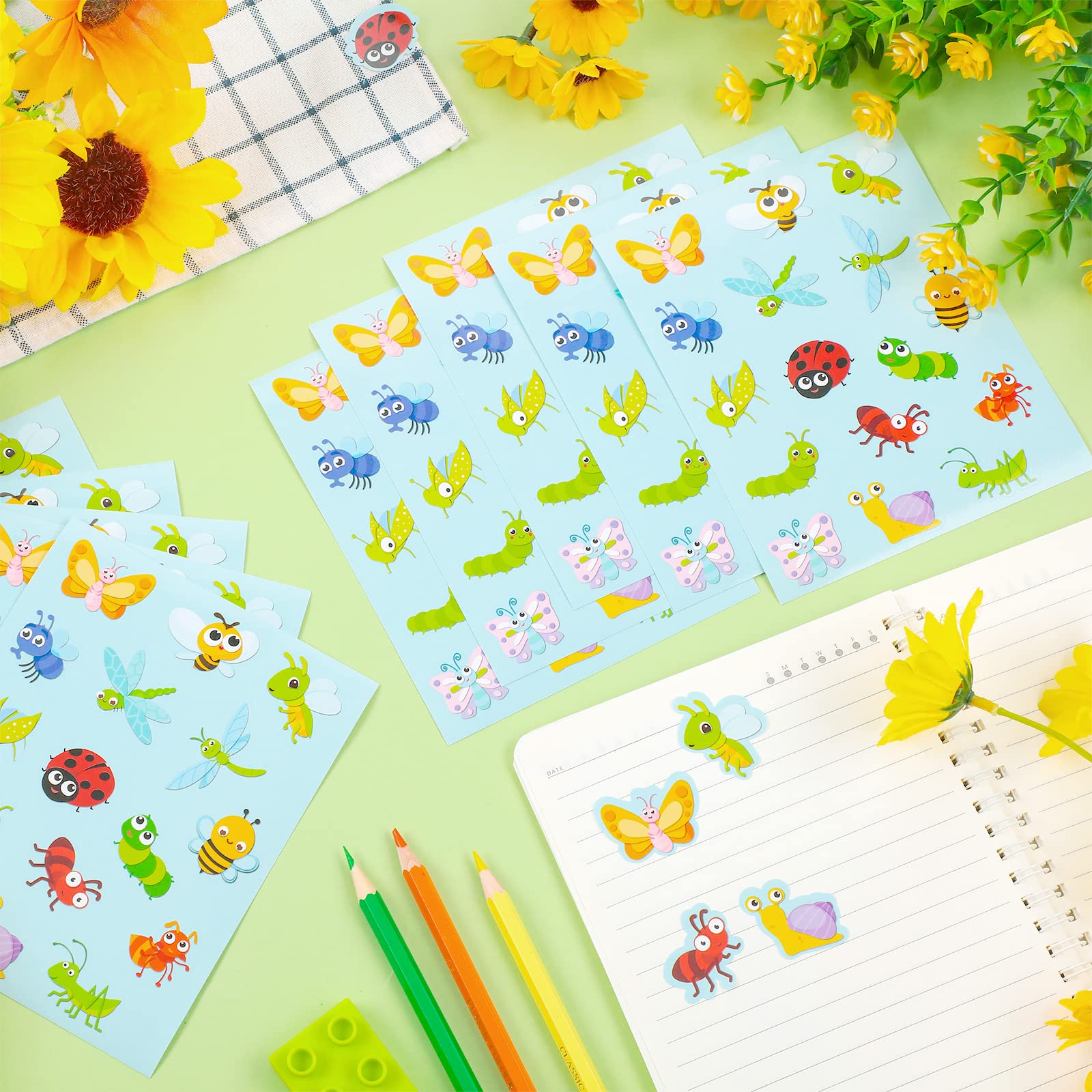 Snapklik.com : 480 Pcs Spring Insect Stickers Bulk Bee Ladybug ...