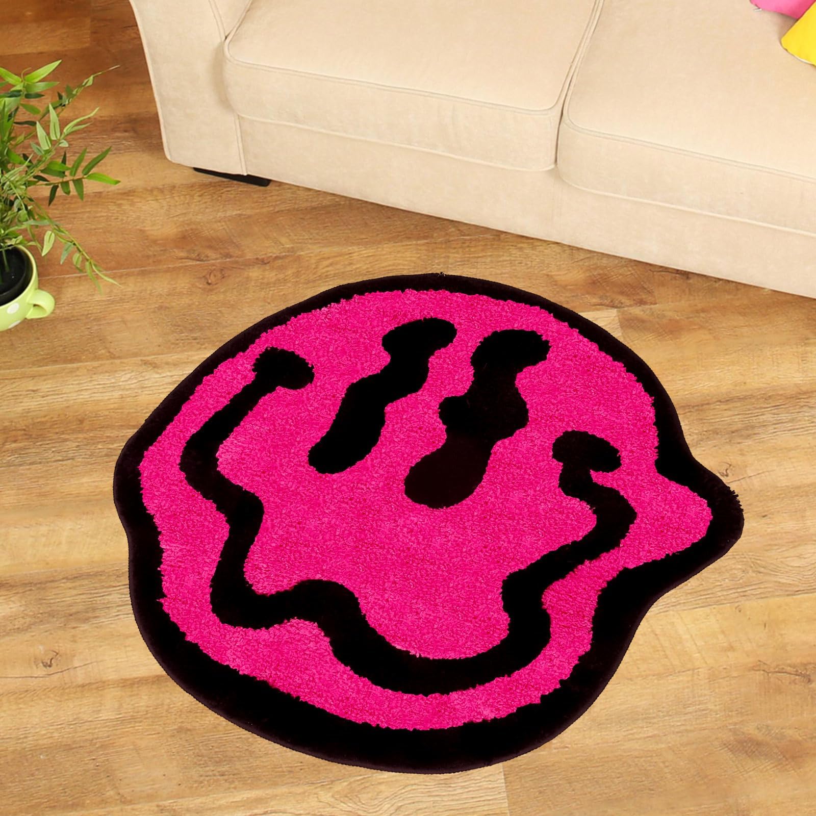 Amazon.com: Haull Smile Face Pink Bathroom Rugs 24 Inch Round Cute Bath ...