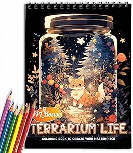 Amazon.com: TPLHOUSE Terrarium Life Coloring Book Spiral Bound for ...