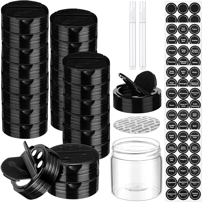 Amazon.com: Domensi 24 Pcs Plastic Spice Jar Lids Fits 4 oz Storage ...