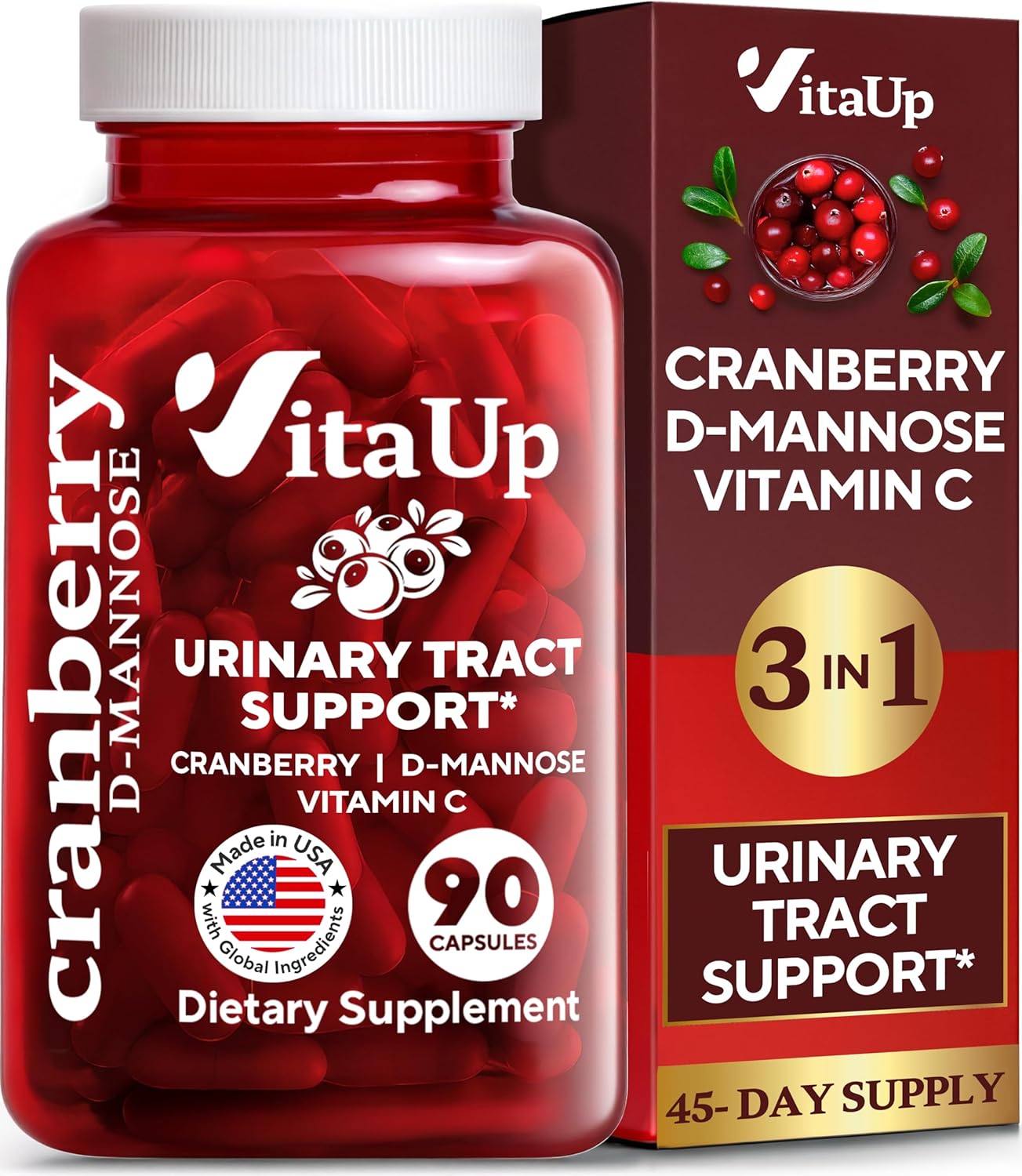 Amazon.com: VitaUp D mannose with Cranberry and Vitamin C - USA Made D-mannose 1000mg Capsules ...