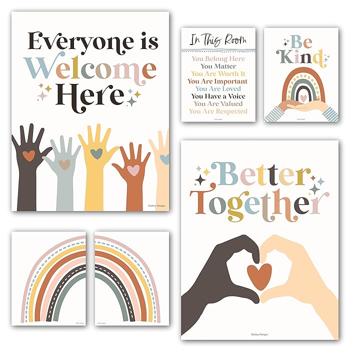 Buy 6 Rainbow Poster Diversity Posters for Classroom Decor for Teachers ...