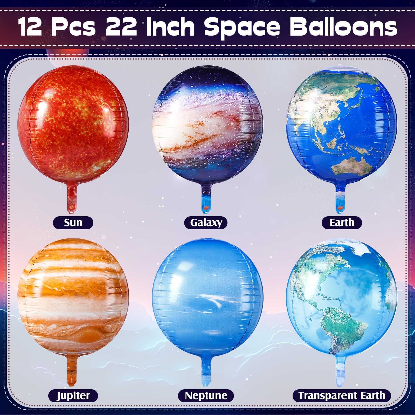 Snapklik.com : 12 Pcs Space Balloons 22 Inch Large 4D Galaxy Planet ...