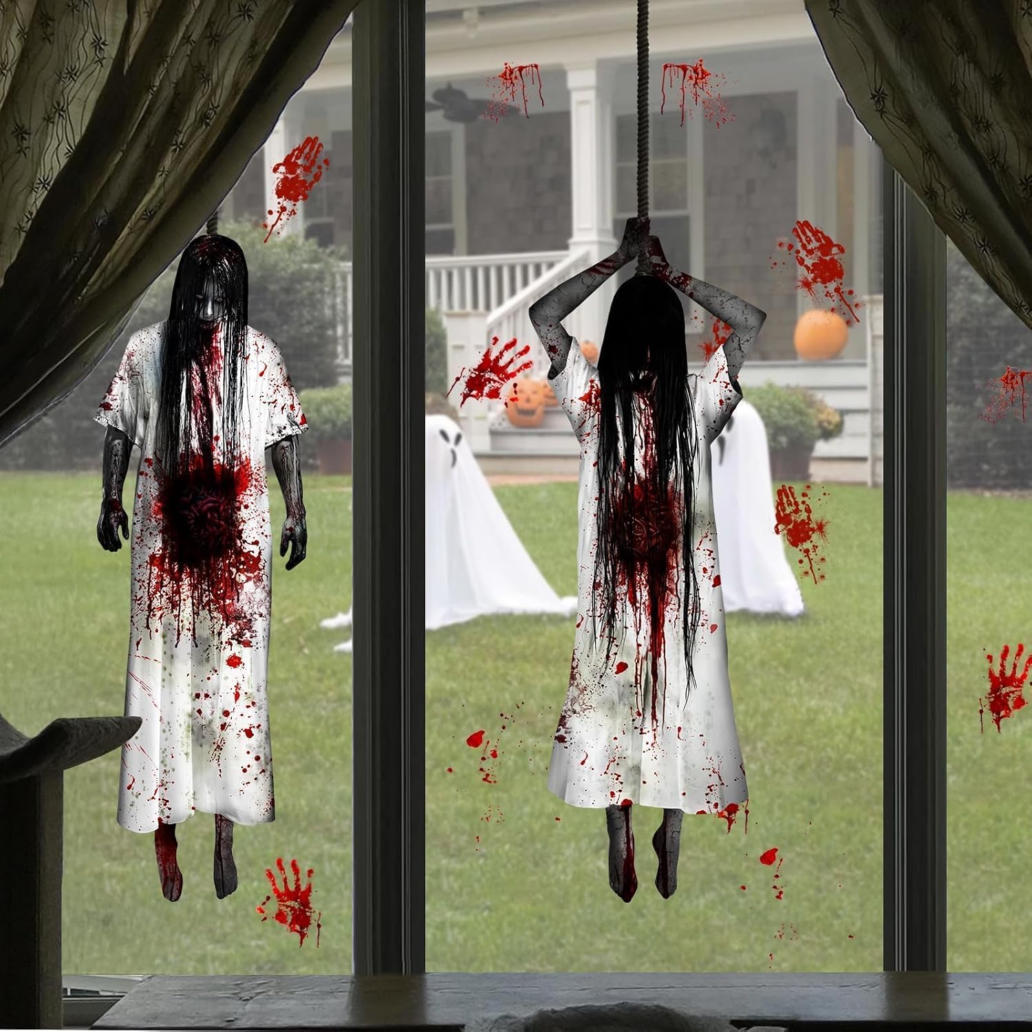 Amazon.com: Halloween Decorations Window Clings Decor: 2pcs Large Scary ...