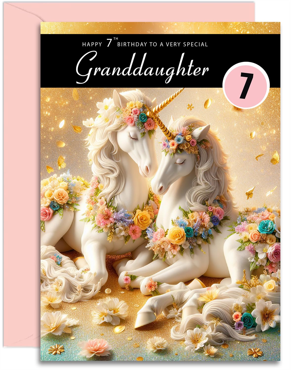 Granddaughter 7th Birthday Card - Magical Unicorns Design - Happy ...