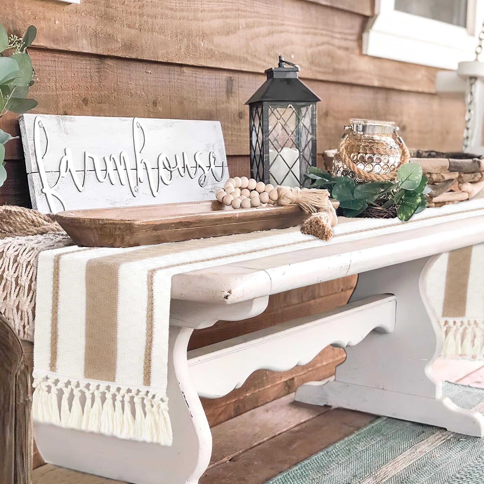 Snapklik.com : Farmhouse Table Runner Macrame Decor: 13x108 Inches ...