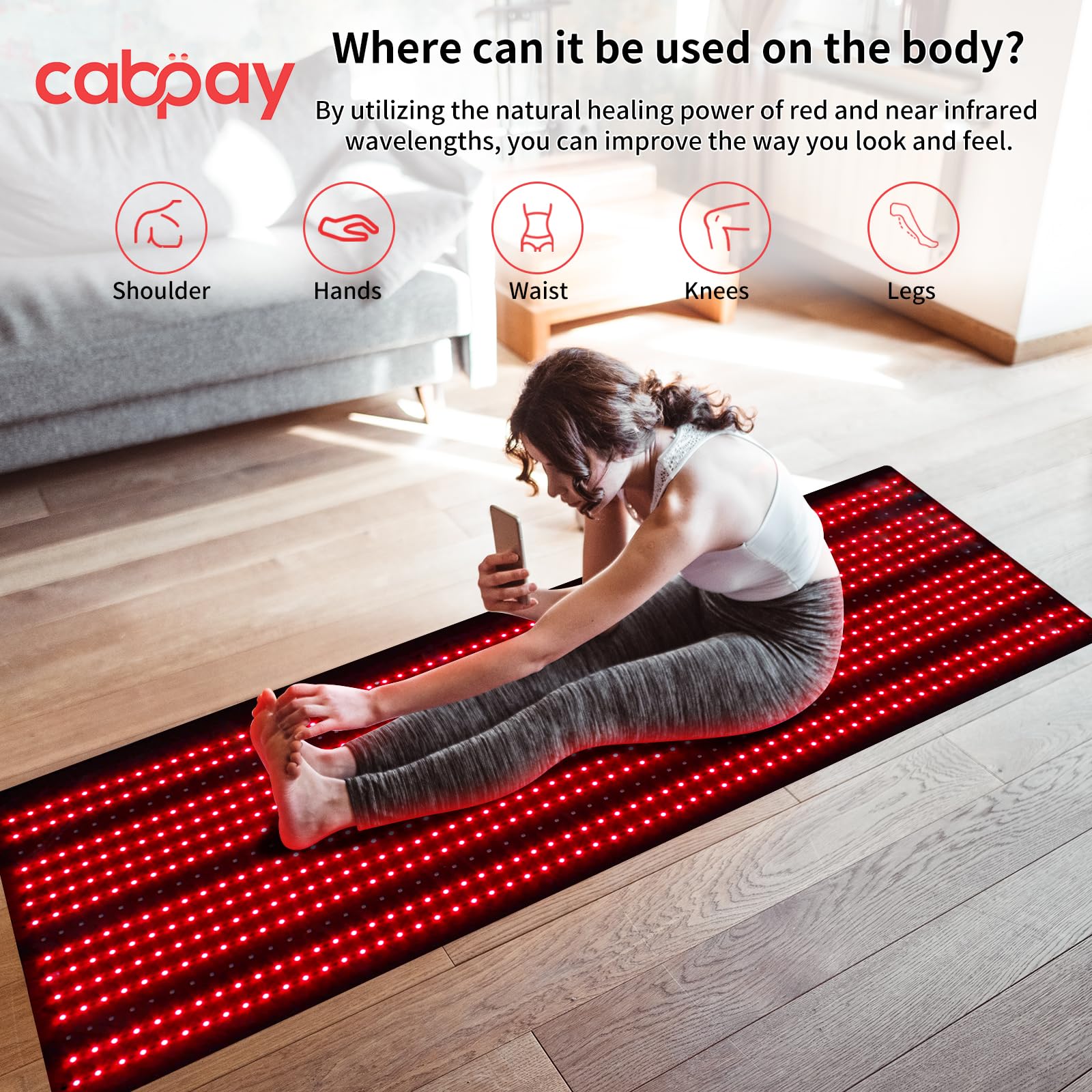 Cabpay Red Light Therapy Mat Device Red&Near Infrared Light Blanket 945pcs LEDs Light Therapy ...