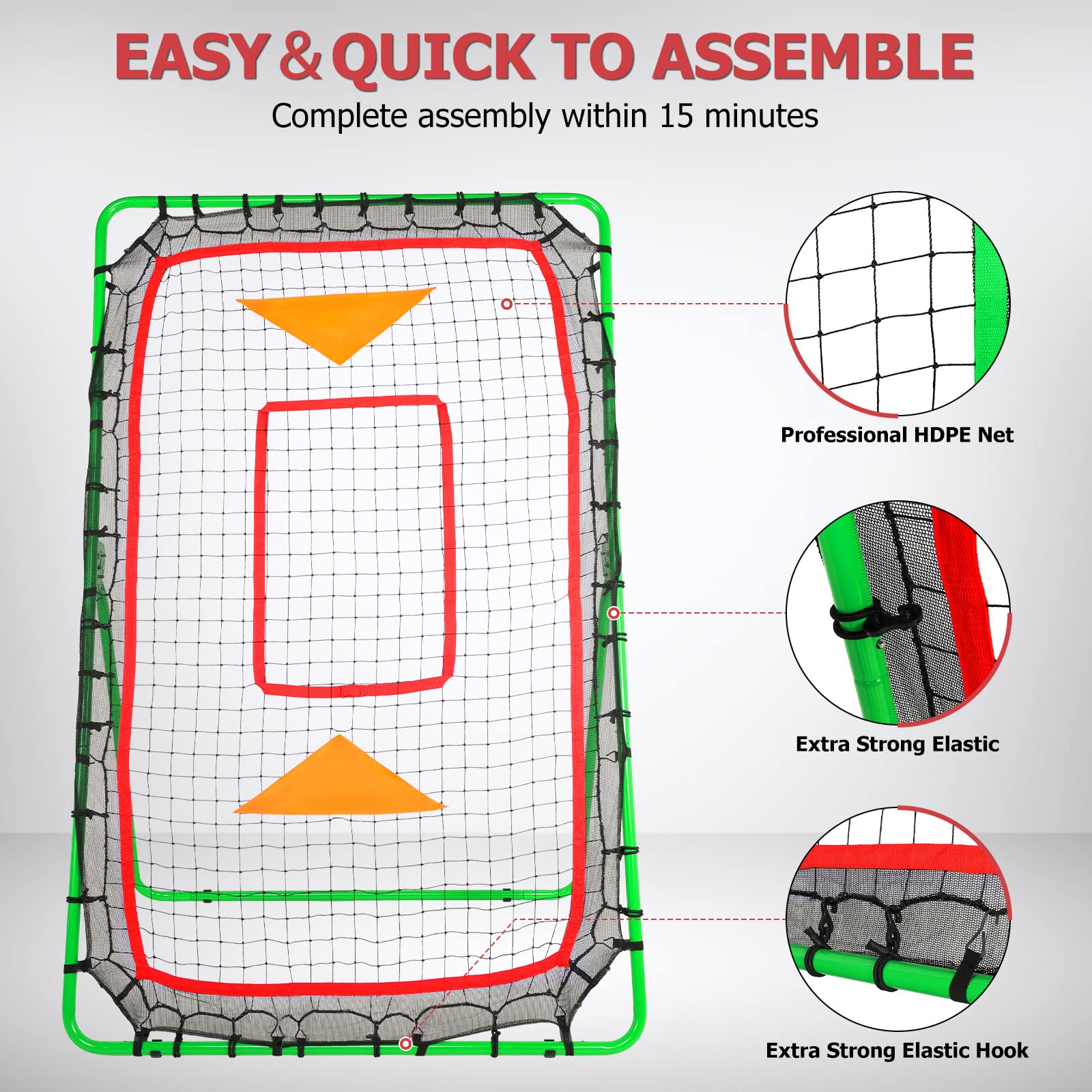 Snapklik.com : NEW UPGRADE 2+1 Pitch Back Rebounder Net, 6x365 FT ...