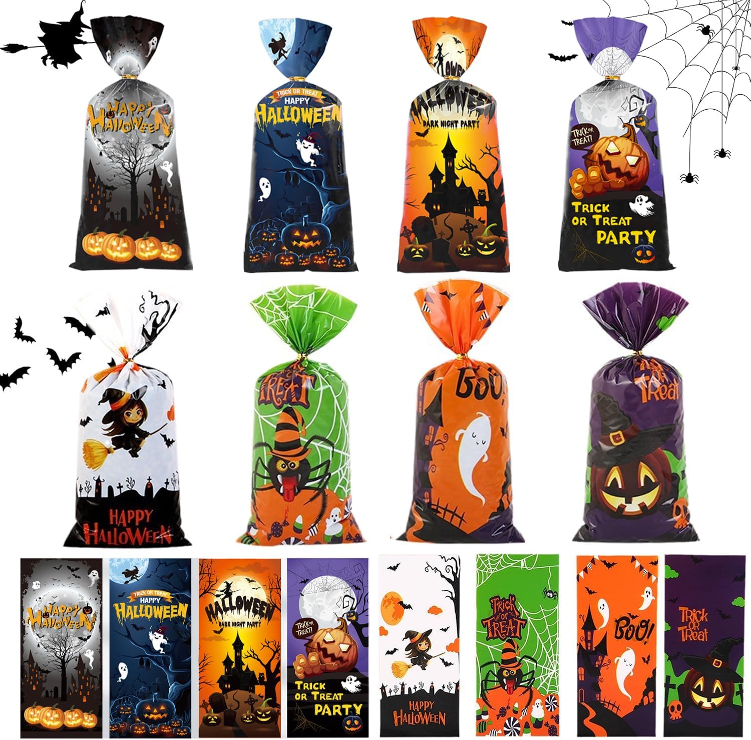 Bolsas de Dulces de Halloween,100 Unidades de Bolsas de Regalo para ...