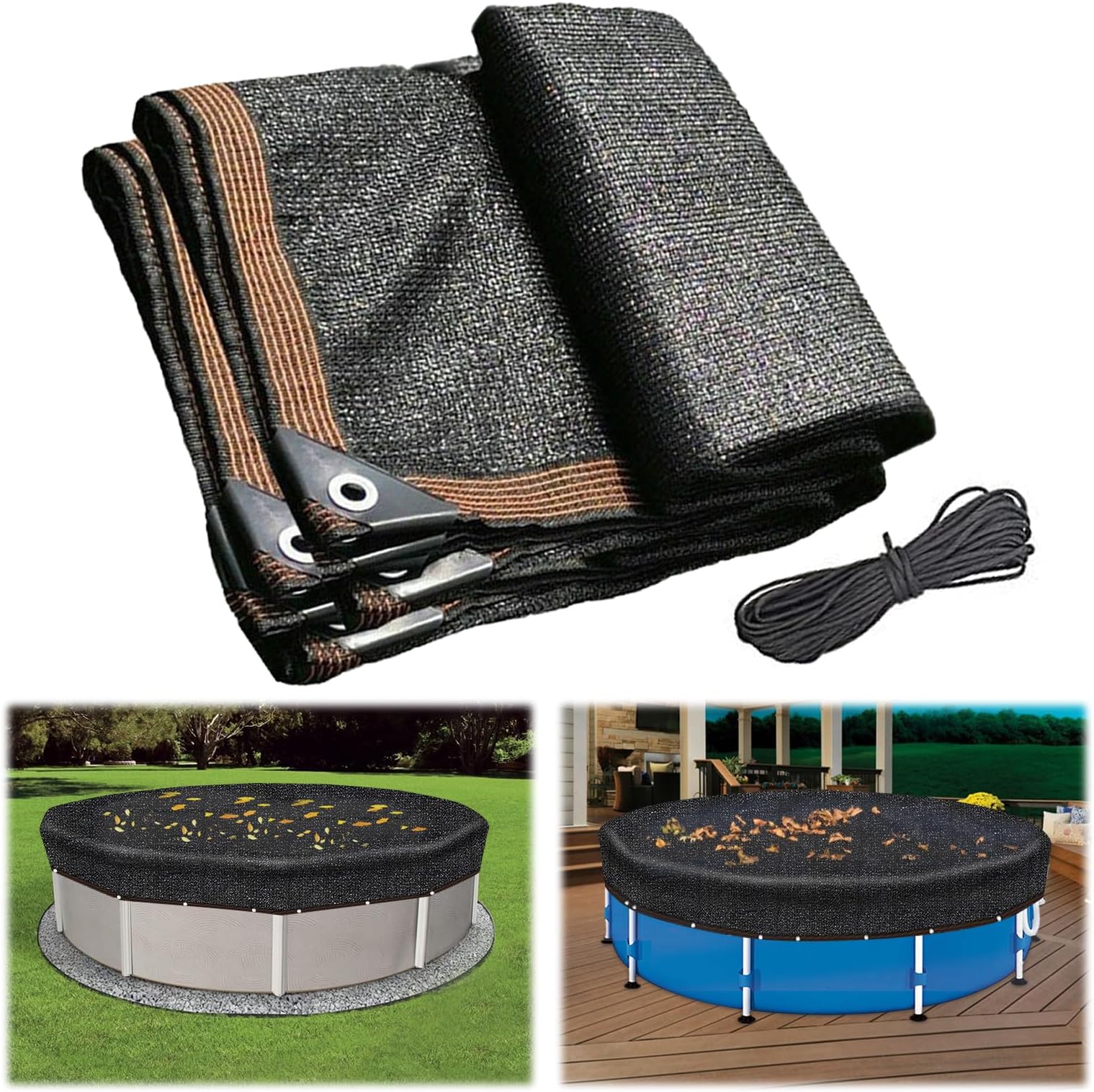 Amazon.com : Hlimior 24 Feet Round Leaf Net Cover for Above Ground Pool ...