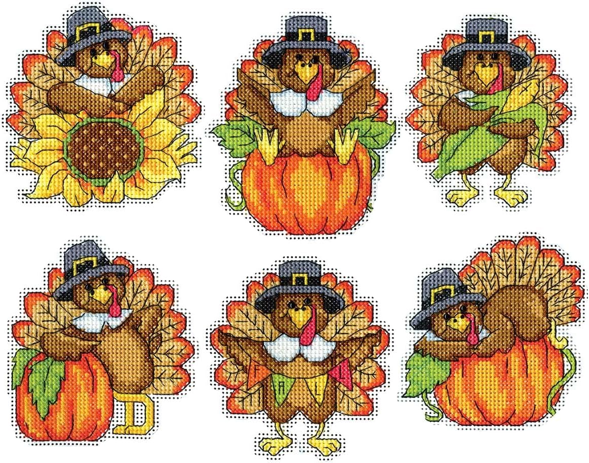 Amazon.com: Design Works Crafts Turkeys Counted Cross Stitch Ornament ...