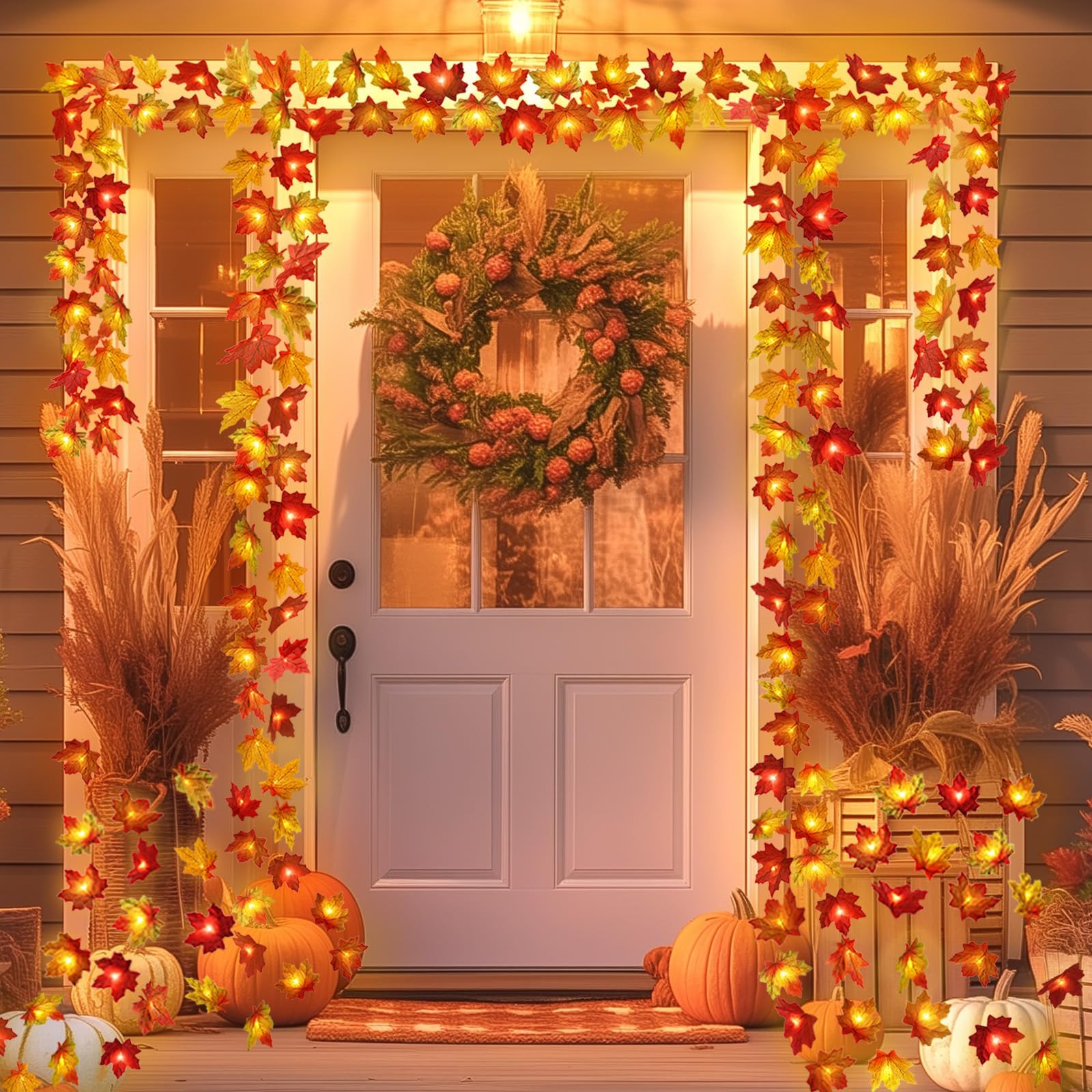 2 Pack Fall Decorations for Home Maple Leaf Lights Multicolored, Total ...
