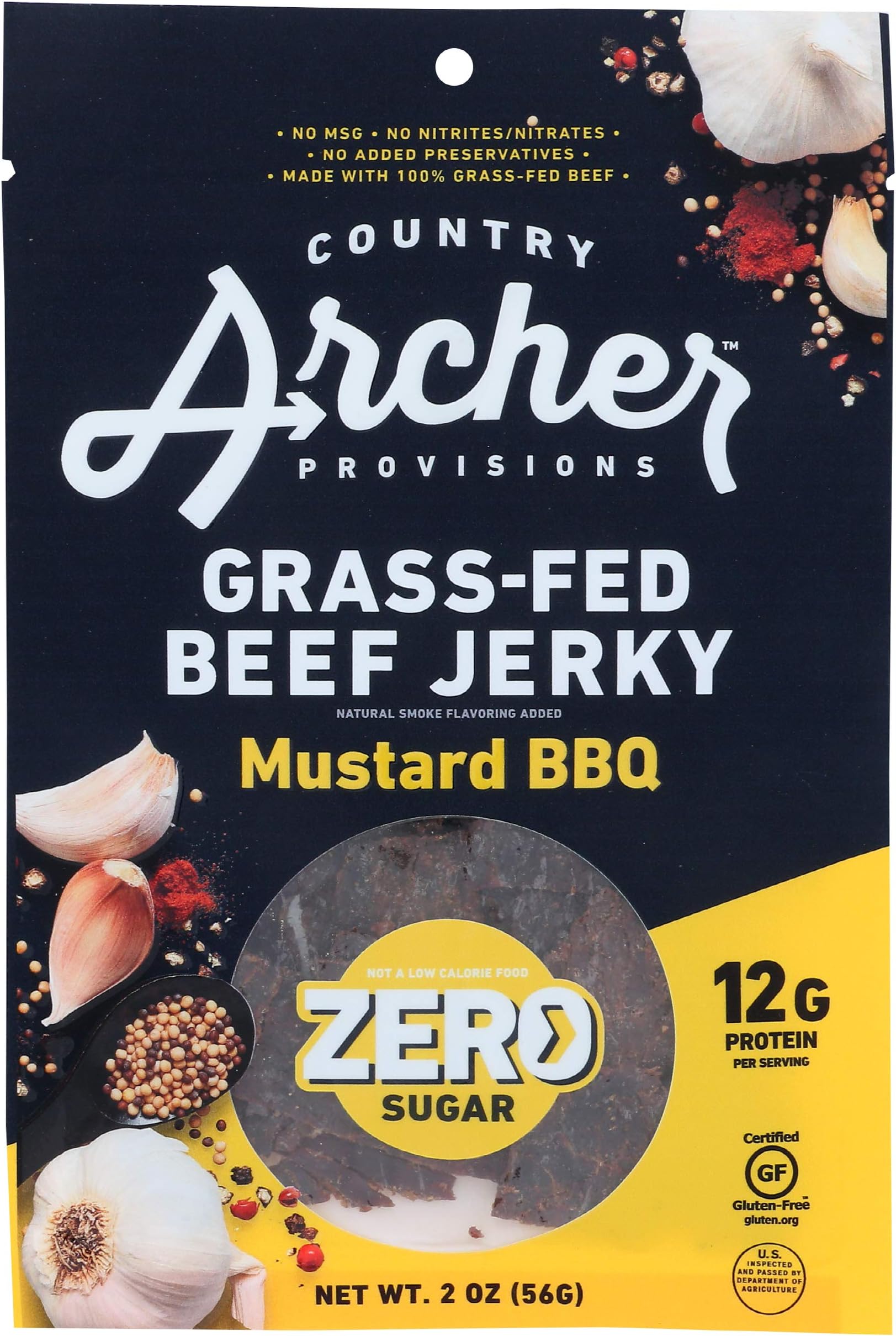 Amazon.com: Country Archer Mustard BBQ Grass Fed Beef Jerky, 2 OZ