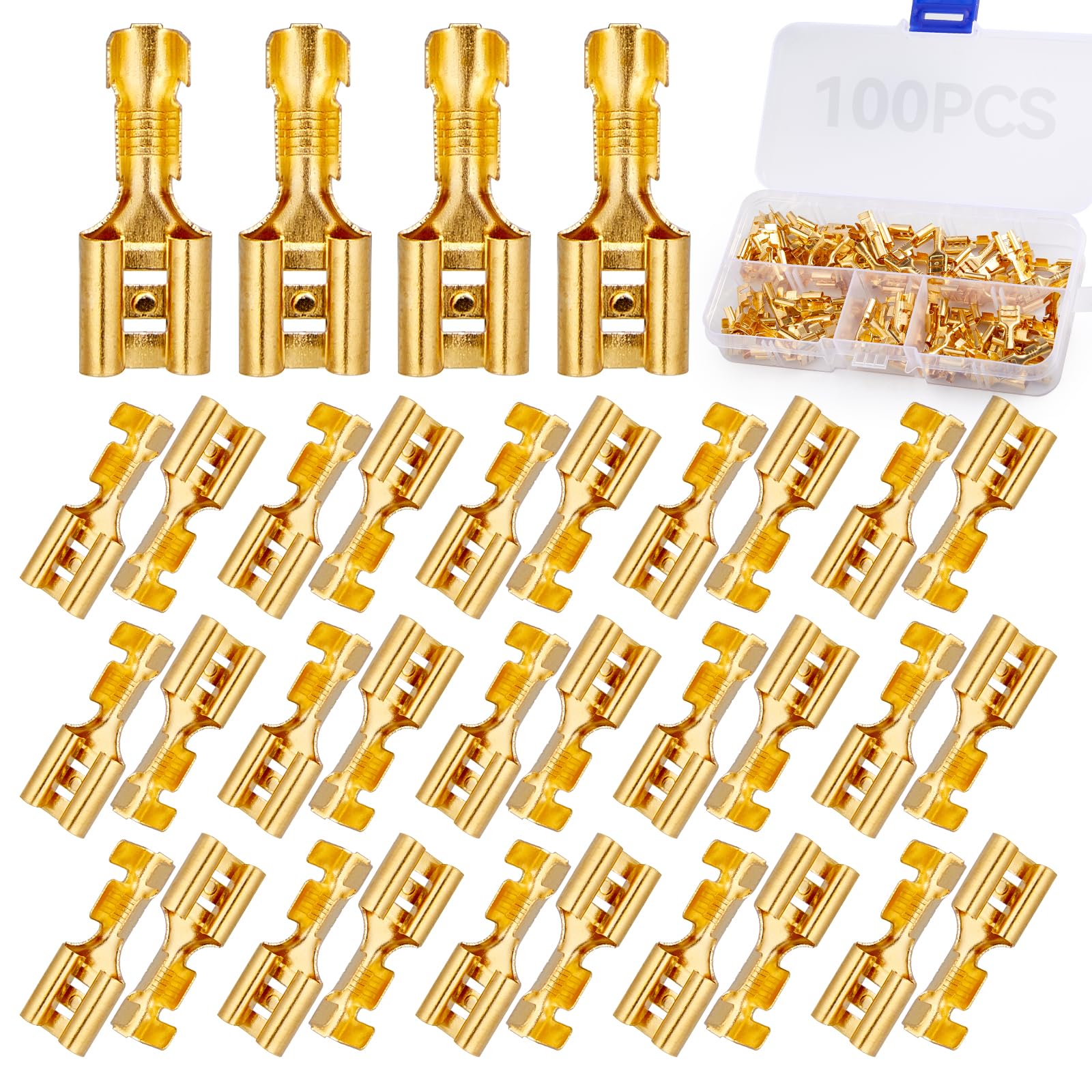 100Pcs Spade Connectors Quick Disconnect Wire Connectors Brass ...