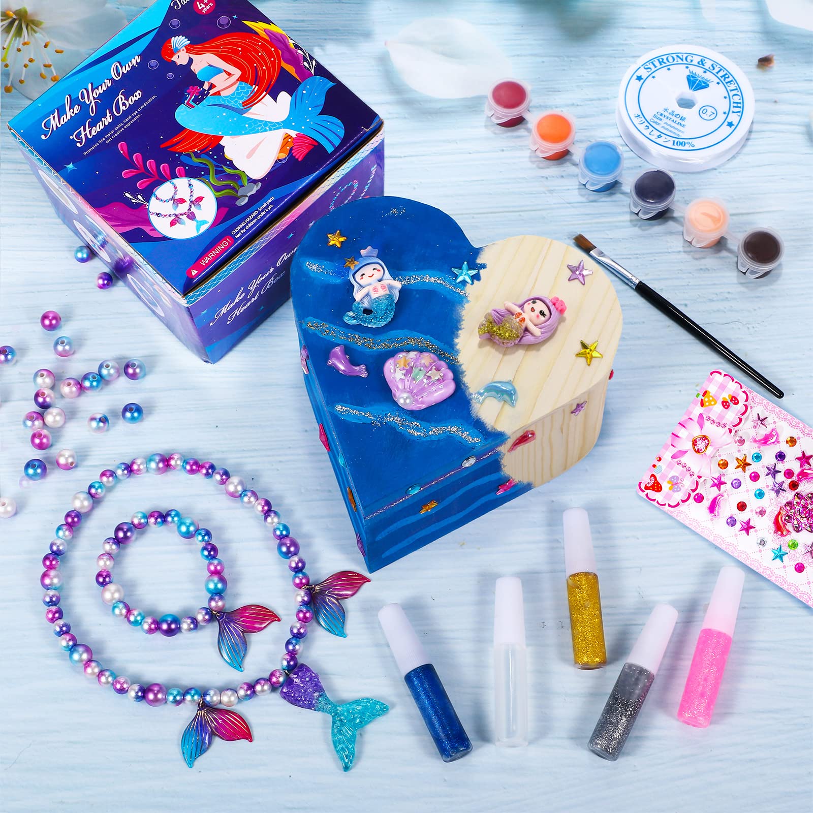 Paint & Decorate Your Own Wooden Jewelry Box Craft Kits DIY Mermaid ...