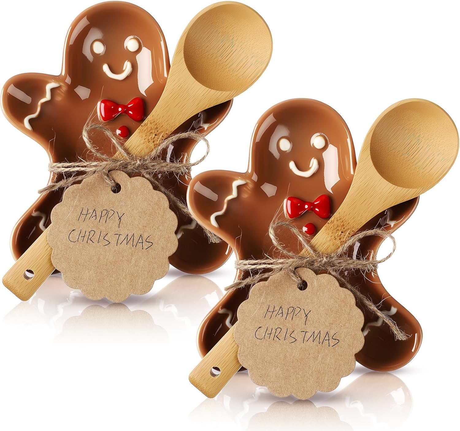 Amazon.com: Suclain 2 Sets Christmas Gingerbread Man Spoon Rest with ...