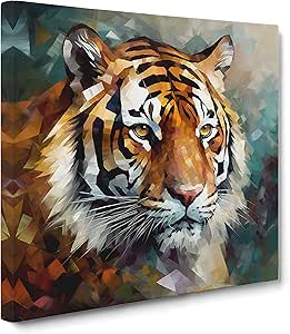 Tiger Cubism Canvas Wall Art Print Ready to Hang, Framed Picture for ...
