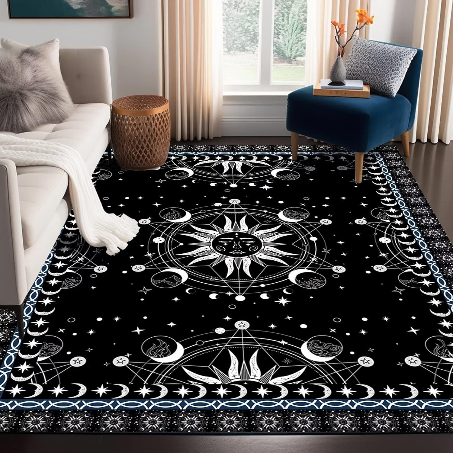 Sun and Moon Rug Boho Celestial Area Rugs for Bedroom Dorm Living Room ...