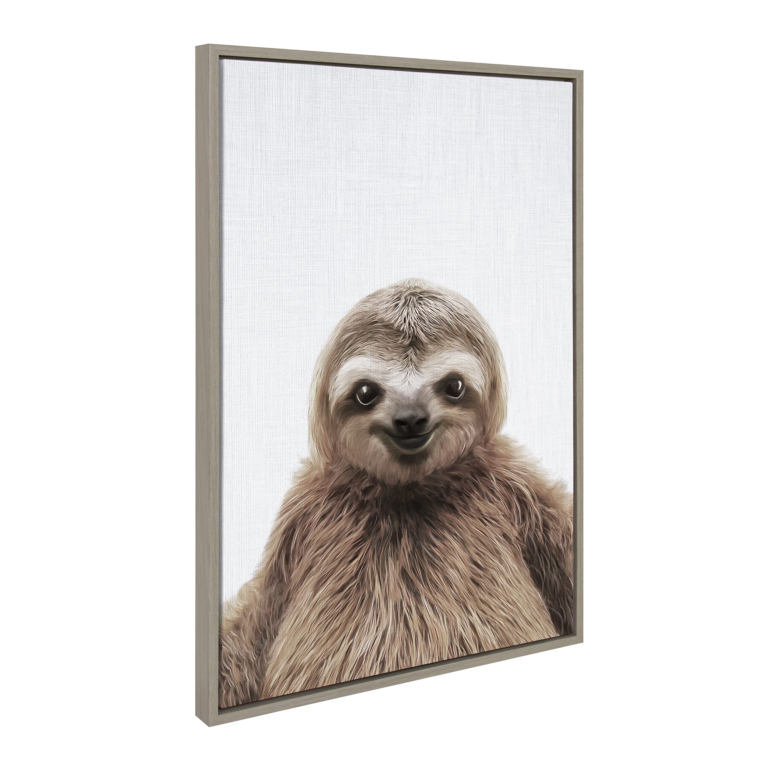 Amazon.com: Kate and Laurel Sylvie Sloth Color Framed Canvas Wall Art ...