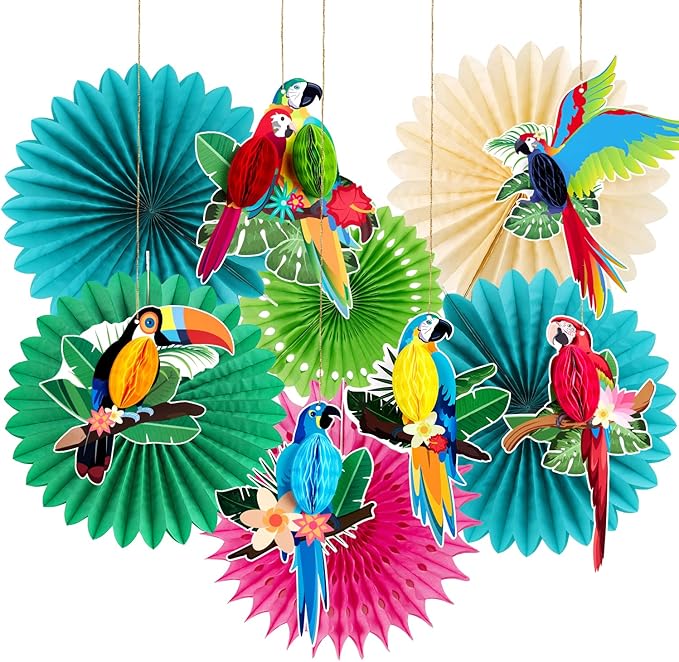 Amazon.com: Tropical Parrot Party Decorations, Green Teal Jungle Theme ...