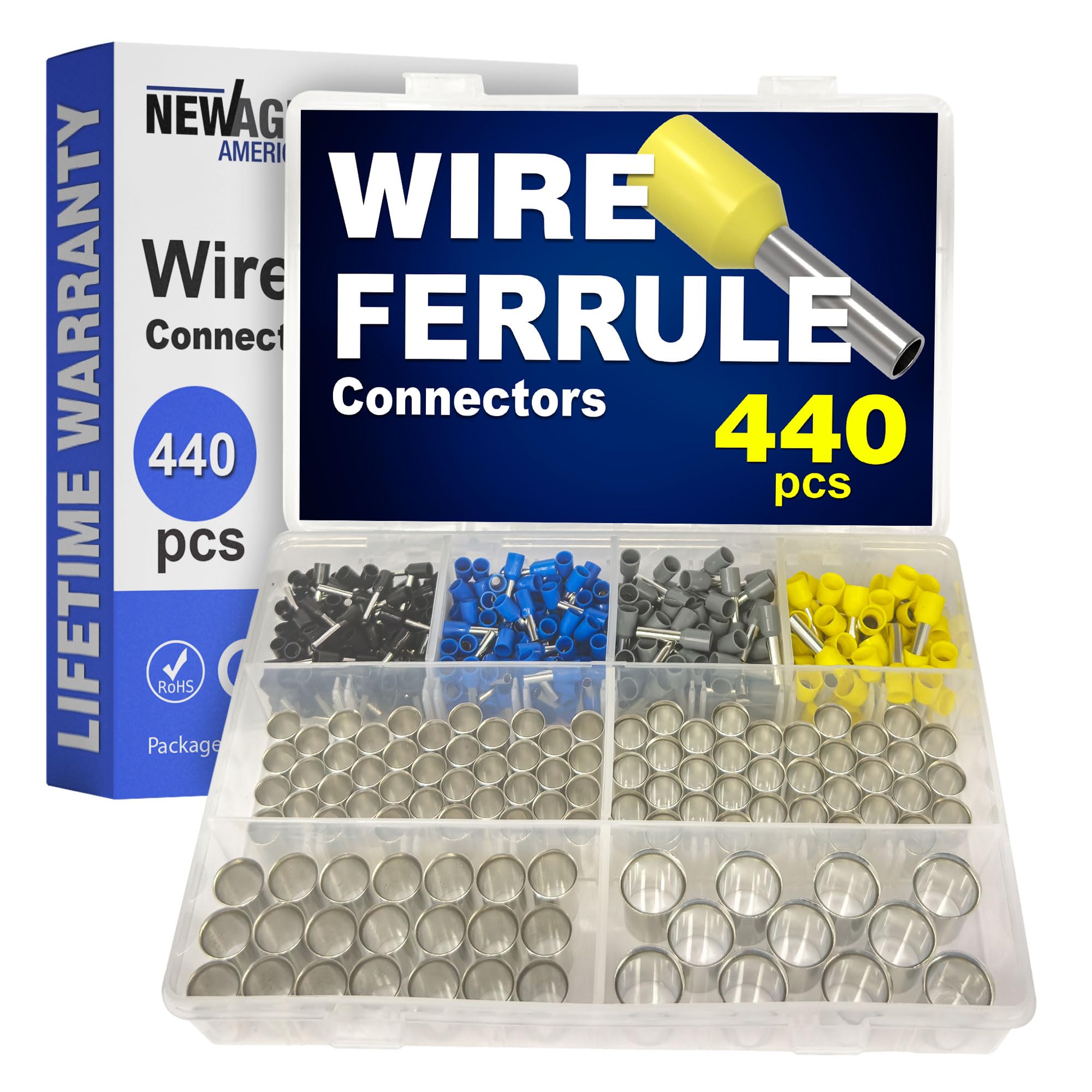 New Age America® 440pcs Wire Ferrule Terminal Connector | AWG 16-2/0 ...