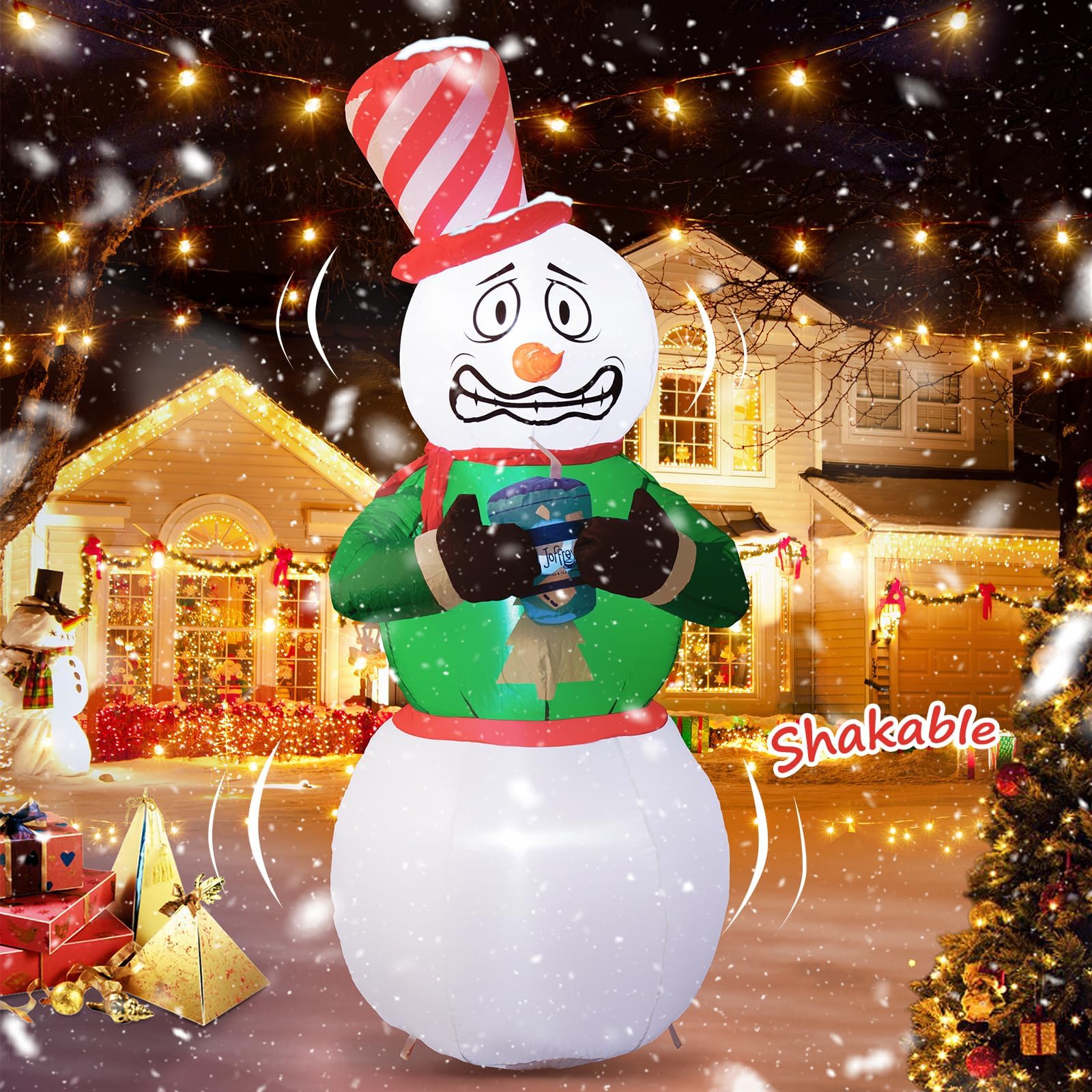 Amazon.com: Gemmy 13544 Animated Airblown-Shivering Snowman-OPP Outdoor ...