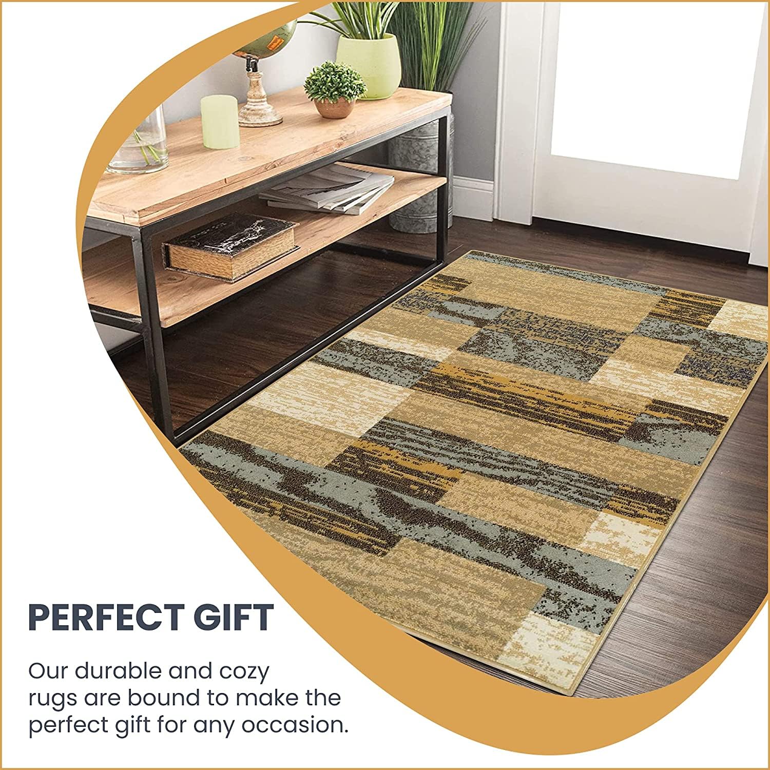 Snapklik.com : Indoor Area Rug, Jute Backed, Modern Geometric Patchwork ...