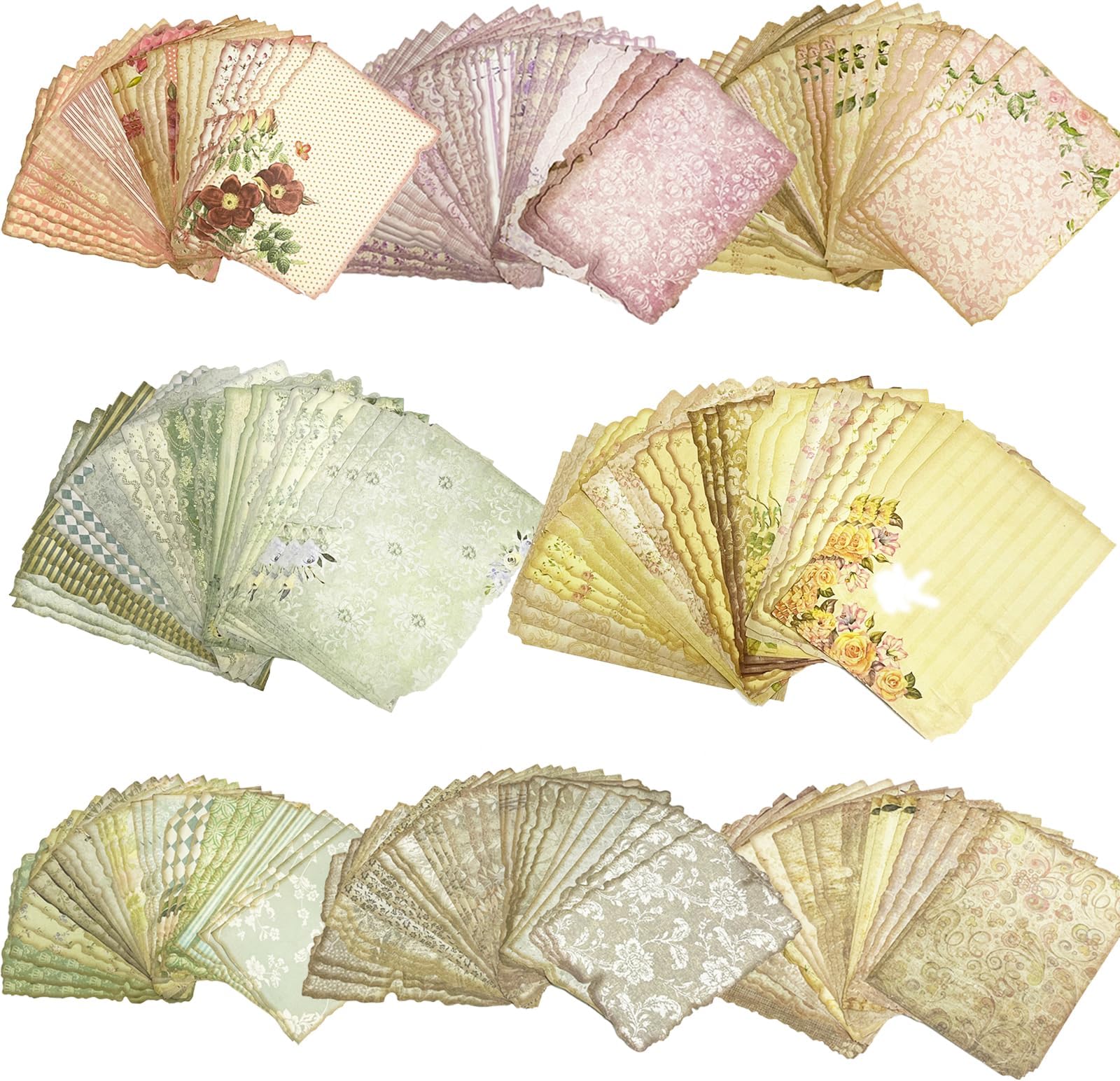 Amazon.com: 240 Sheets Vintage Floral Scrapbook Paper & Textured Paper ...
