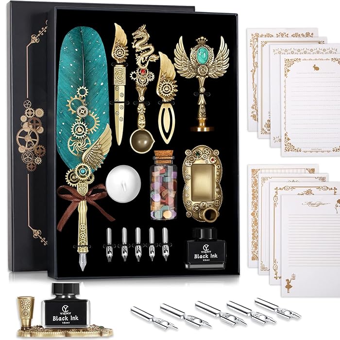 Buy Quill Pen and Ink Set Feather Pen Set,Calligraphy Pen Set for ...