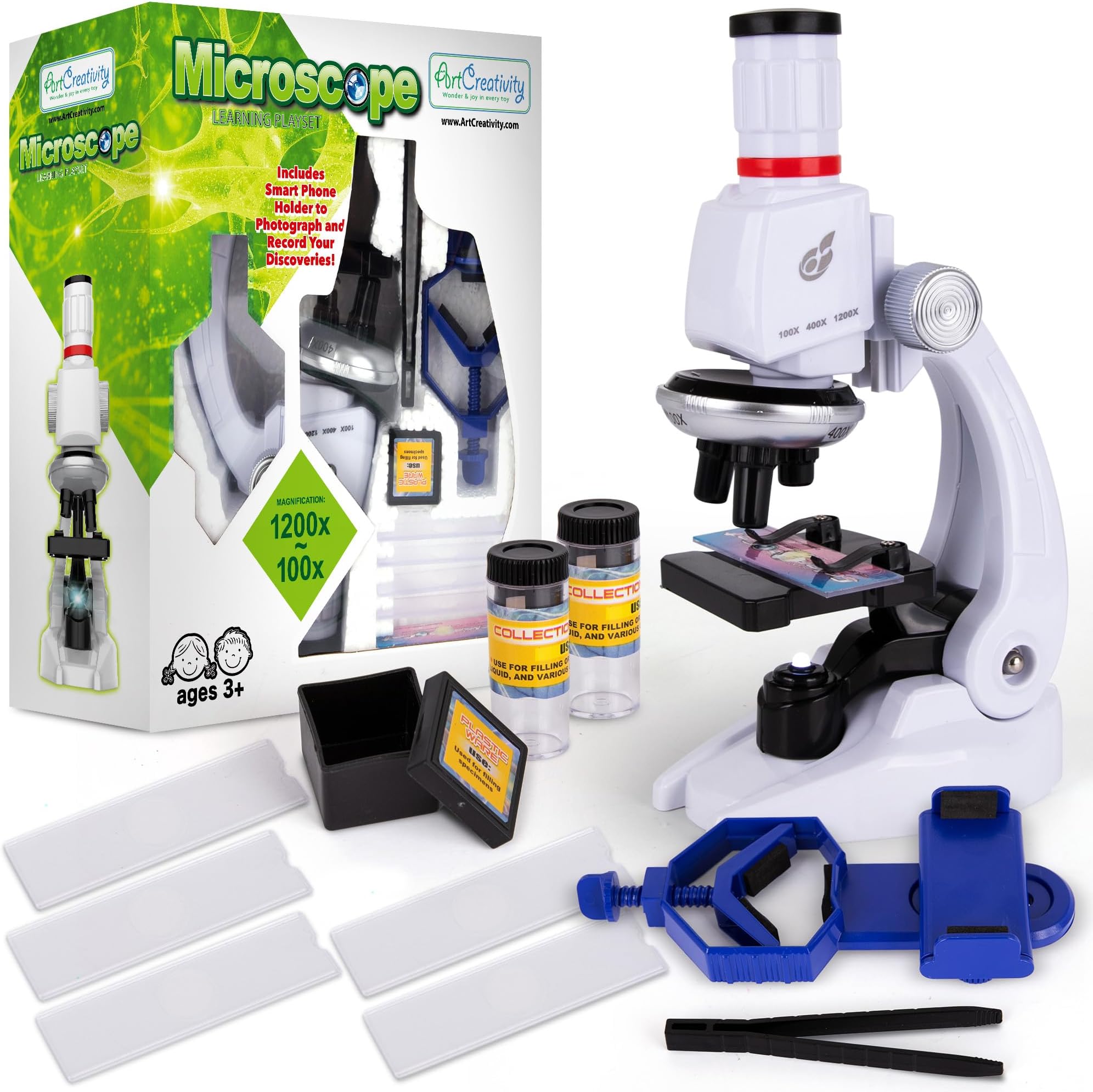 Amazon.com: ArtCreativity Microscope for Kids (120X - 400X - 1200X ...