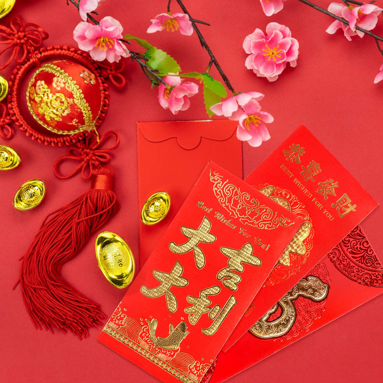 36 Pieces Chinese Red Envelopes, Chinese New Year Red Lucky Money ...