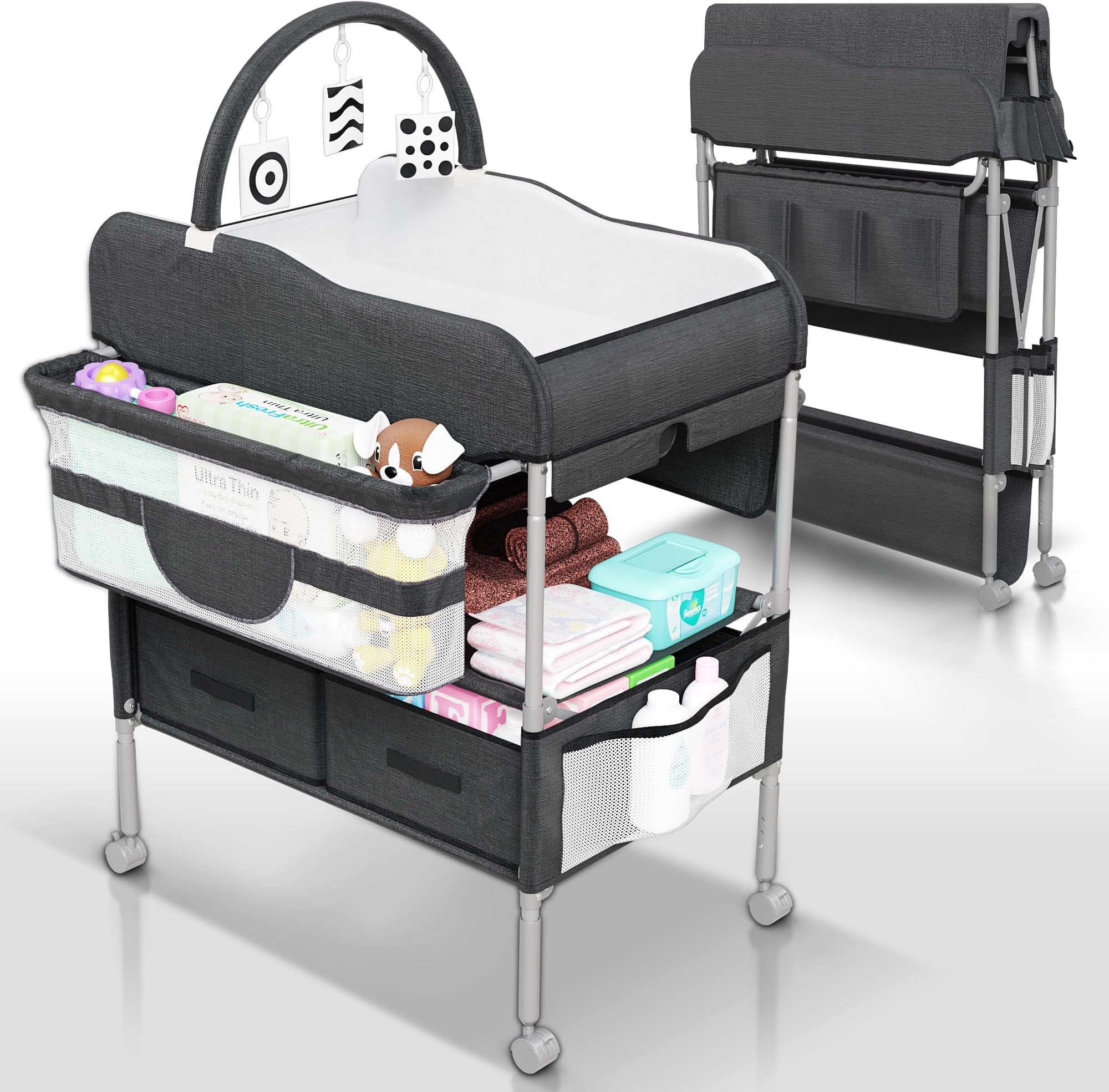 Amazon.com : SpaceSlate Baby Changing Table Black with Storage ...