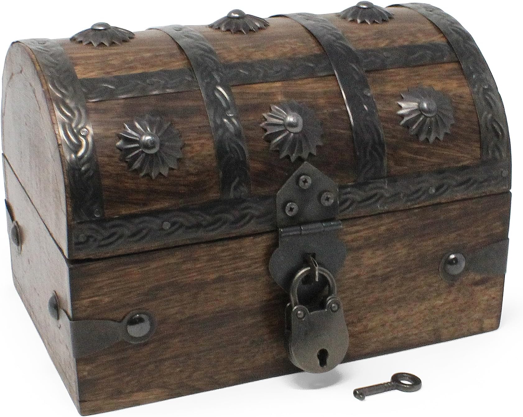Amazon.com: Natural Linden Wood Scout Treasure Chest with Lock and Key ...