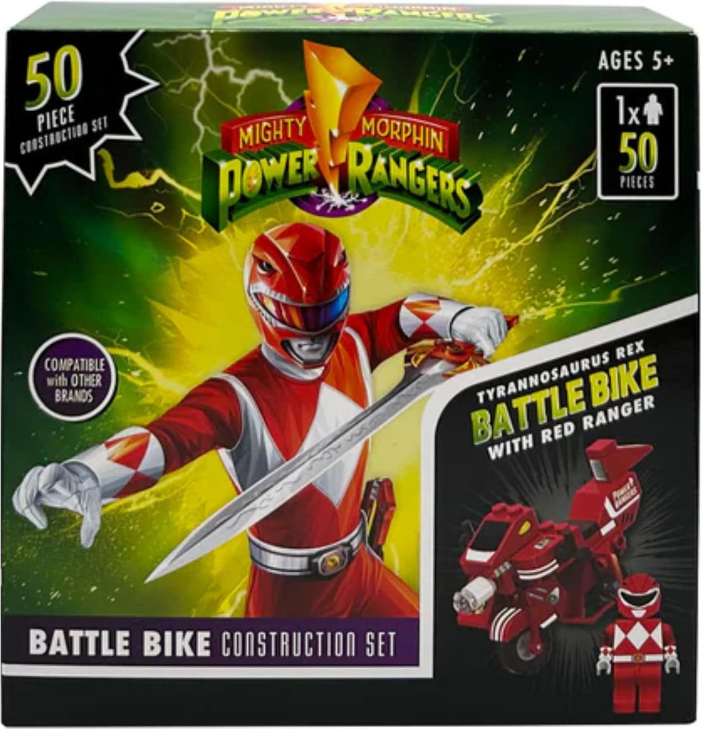 Amazon.com: Power Rangers Hasbro Mighty Morphin 50 Piece Battle Bike ...