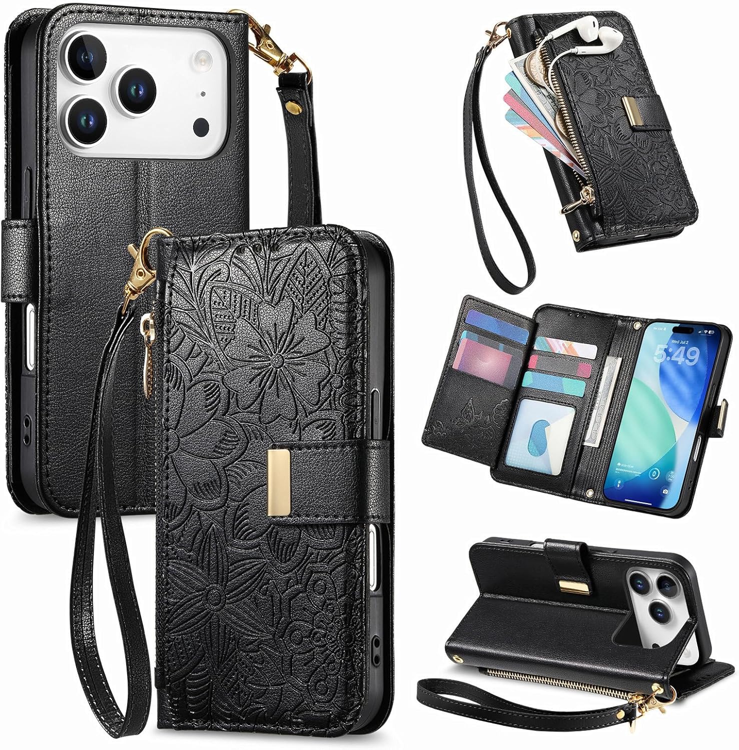 Amazon.com: TopFunny Cases for iPhone 17 Pro Max Wallet Case Flower for ...