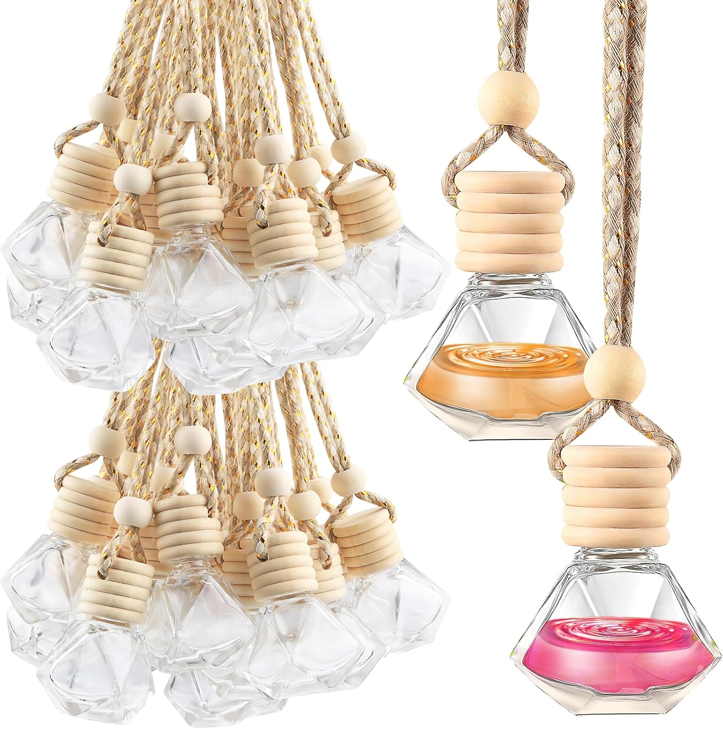 100 Pcs Car Air Freshener Hanging Bottle Empty Glass Diffuser Bottles ...