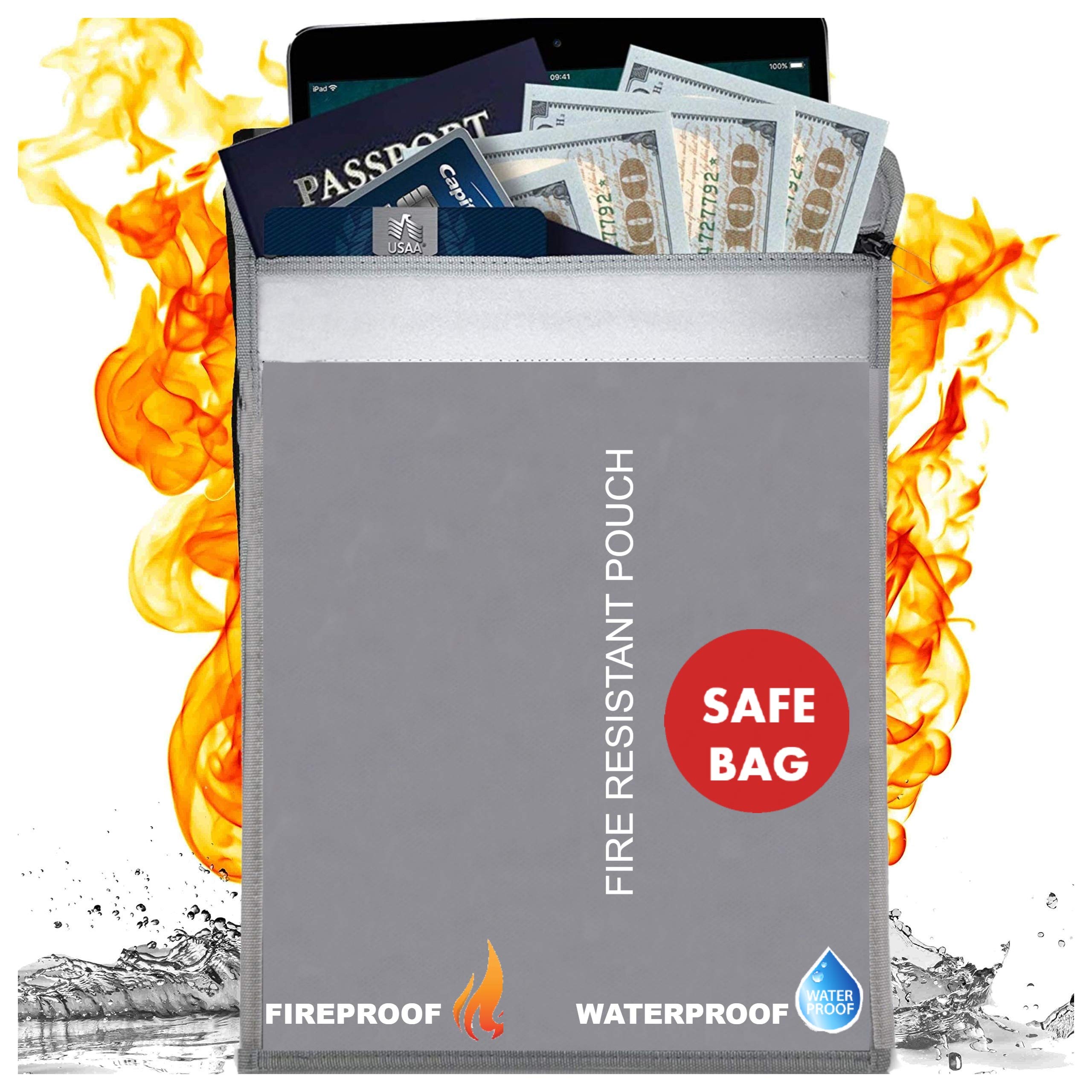 Snapklik.com : Fireproof Document Bag - 15"X11" Fireproof Safe Bag, 7 ...