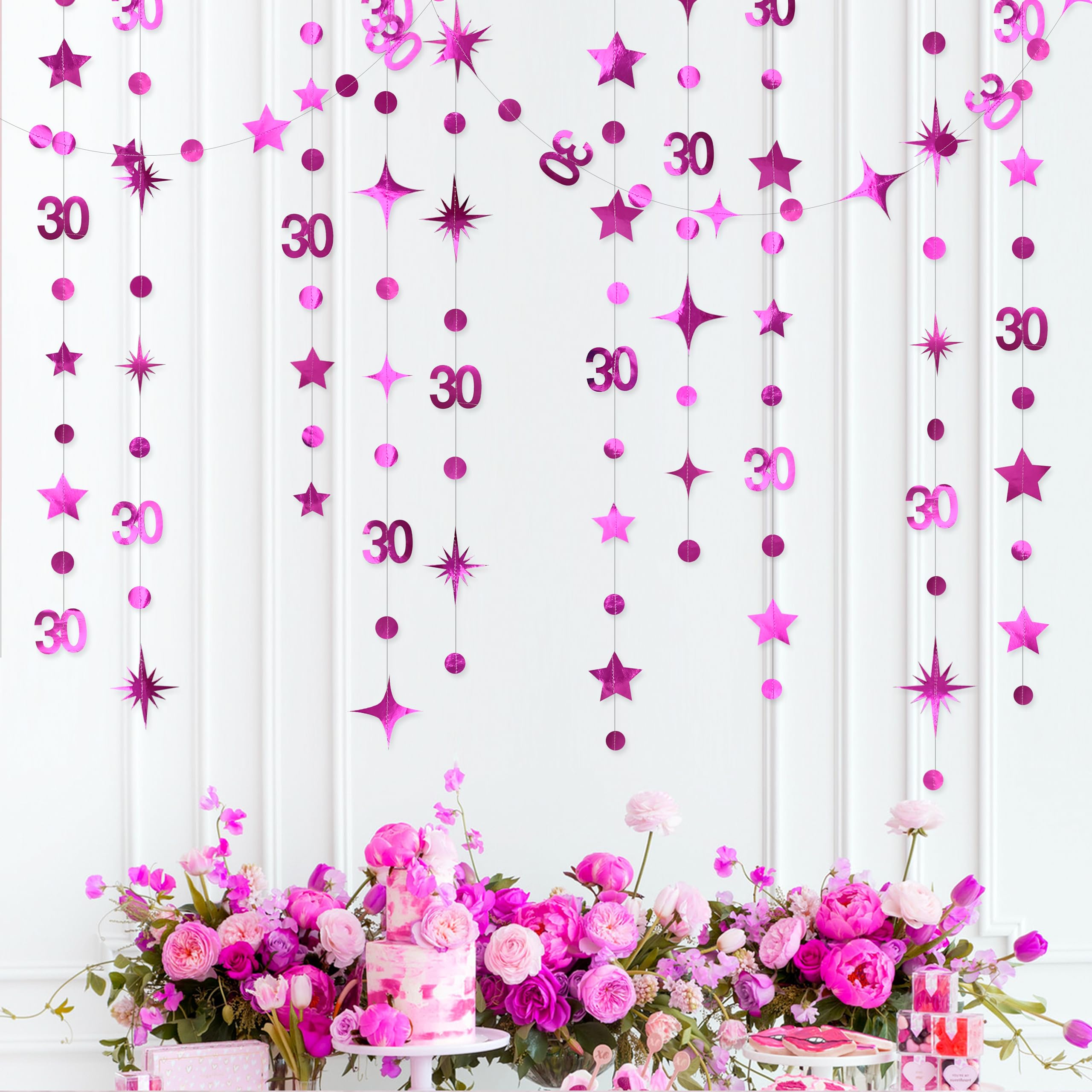 Amazon.com: Hot Pink 30th Birthday Decorations Number 30 Circle Dot ...