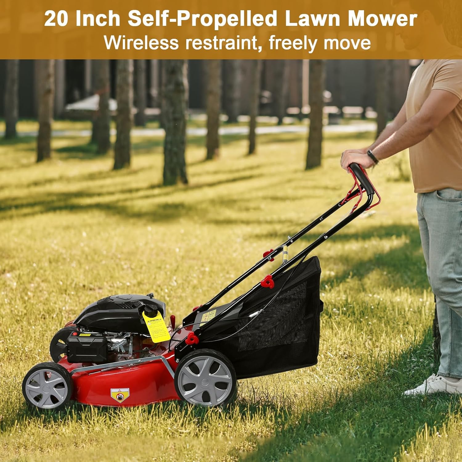 Gas Push Lawn Mower Gas Powered, 22in Self Propelled Barbados | Ubuy