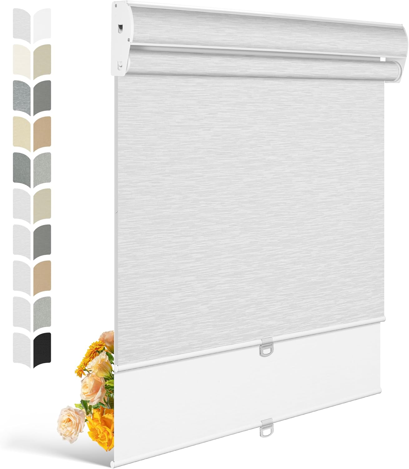 Amazon.com: BERISSA Cordless Dual Roller Shades with Cassette Valance,Double Window Shades ...