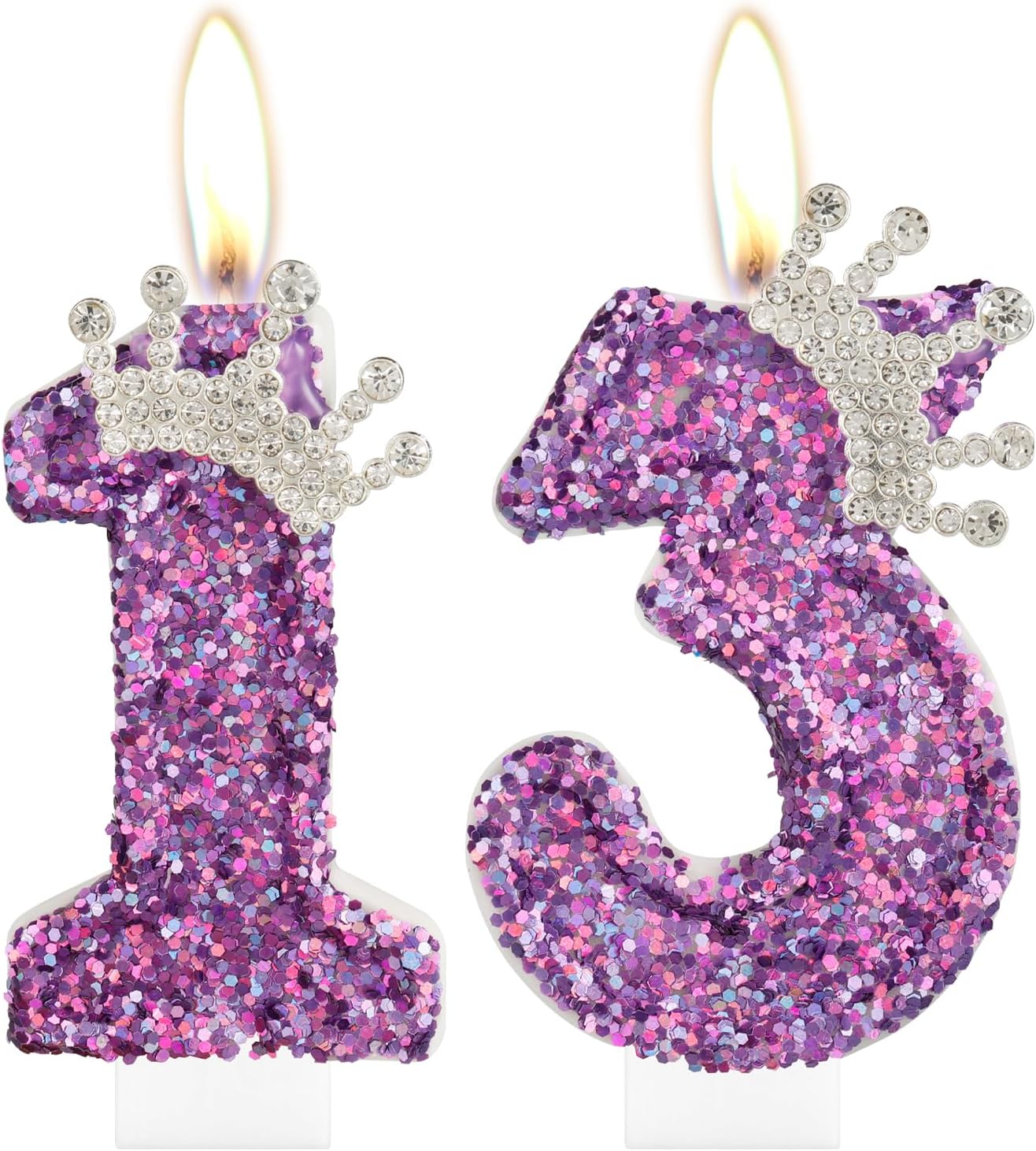 Amazon.com: 13th Birthday Candles for Girls, Purple Crown Number 13 ...