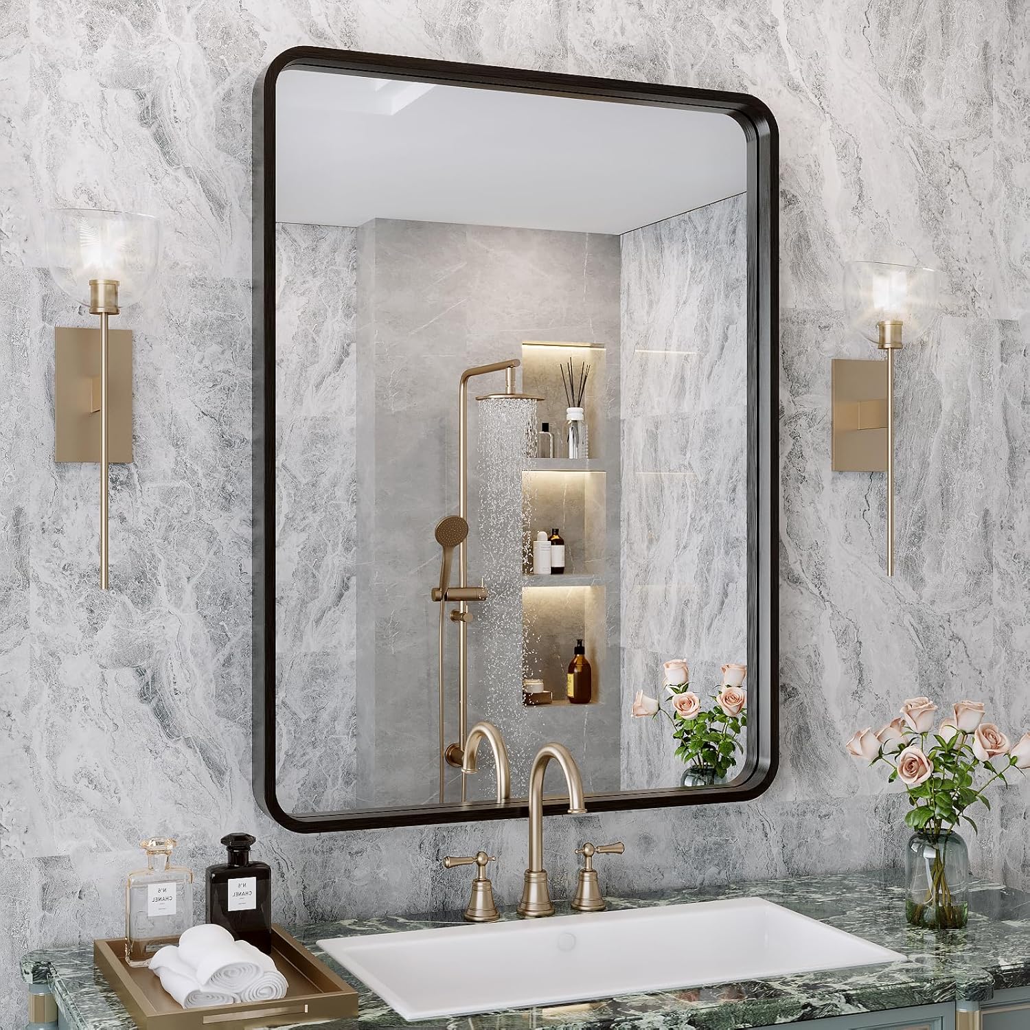 Amazon.com: Abelockand 22" x 30" Black Rectangle Matte Black Metal ...