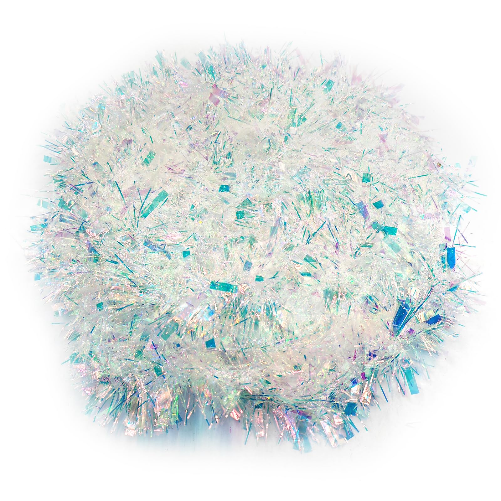20FT Iridescent Christmas Tinsel, 6M Christmas Tree Tinsel Garland for ...