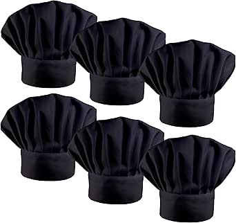 Amazon.com: LilMents 6 Pack Chef Hat Set Elastic Baker Kitchen Catering ...