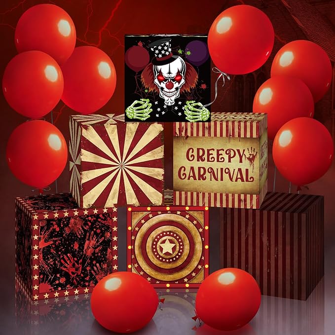Amazon.com: Wettarn 6 Pcs Large Halloween Creepy Decorations Circus ...