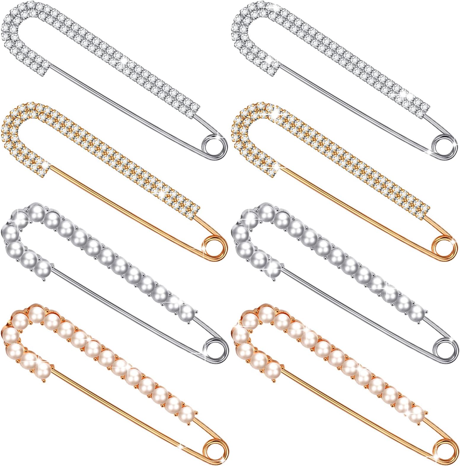 Amazon.com: Uniquer 6Pcs Crystal Flower Safety Pins Brooch Clip Clasp ...