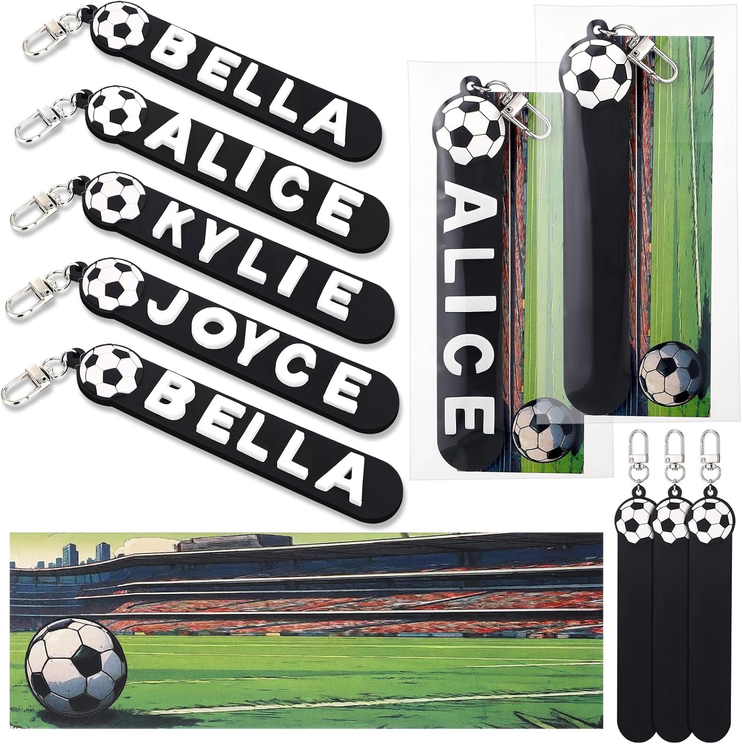 Amazon.com: Landical 6 Sets Personalized Soccer Party Favors Keychain ...