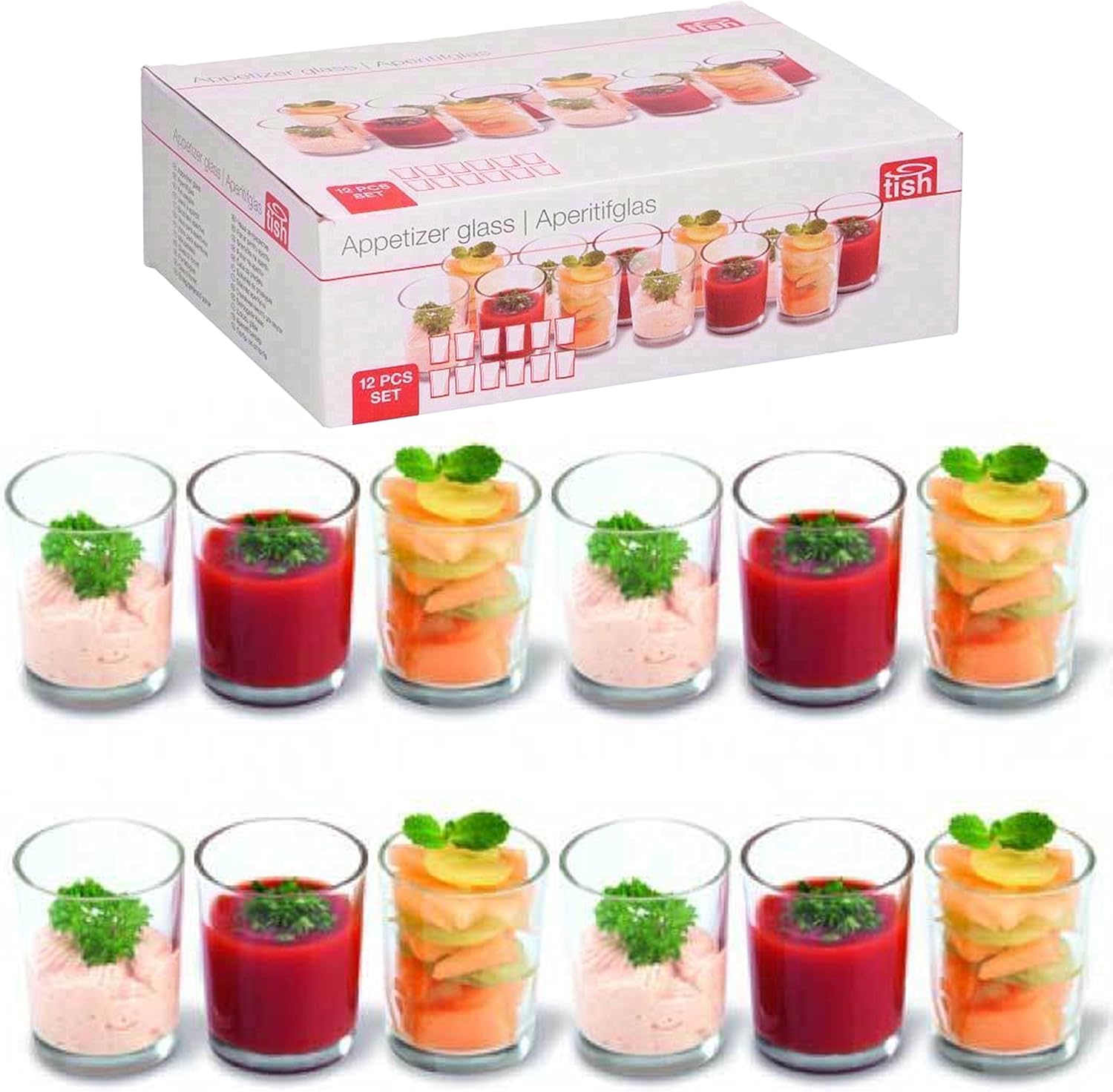 12 Pieces Appetizer Glass Set Mini Dish Shot Cups Verrines Dessert ...