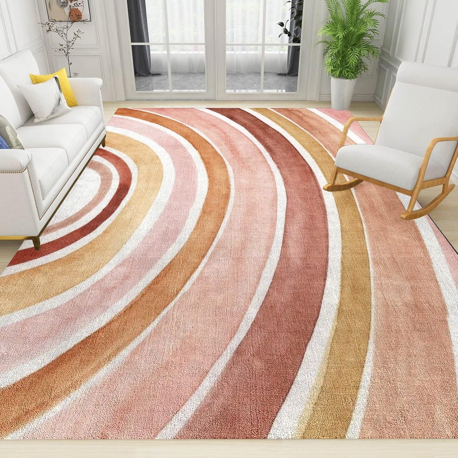 Amazon.com: Abstract Boho Rainbow Colorful Area Rugs, Medieval ...